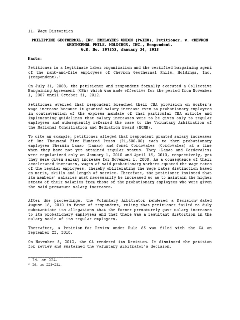 Wage Distortion Case: PGIEU vs. Chevron | PDF | Wage | Salary