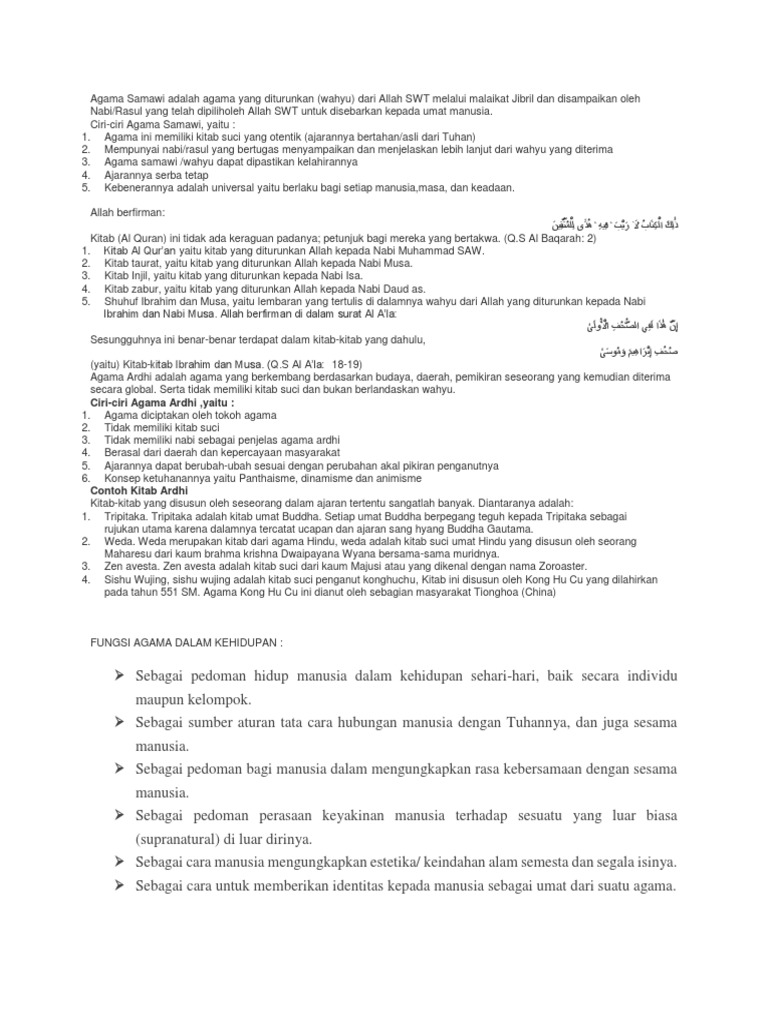 Agama Samawi Dan Agama Ardhi | PDF