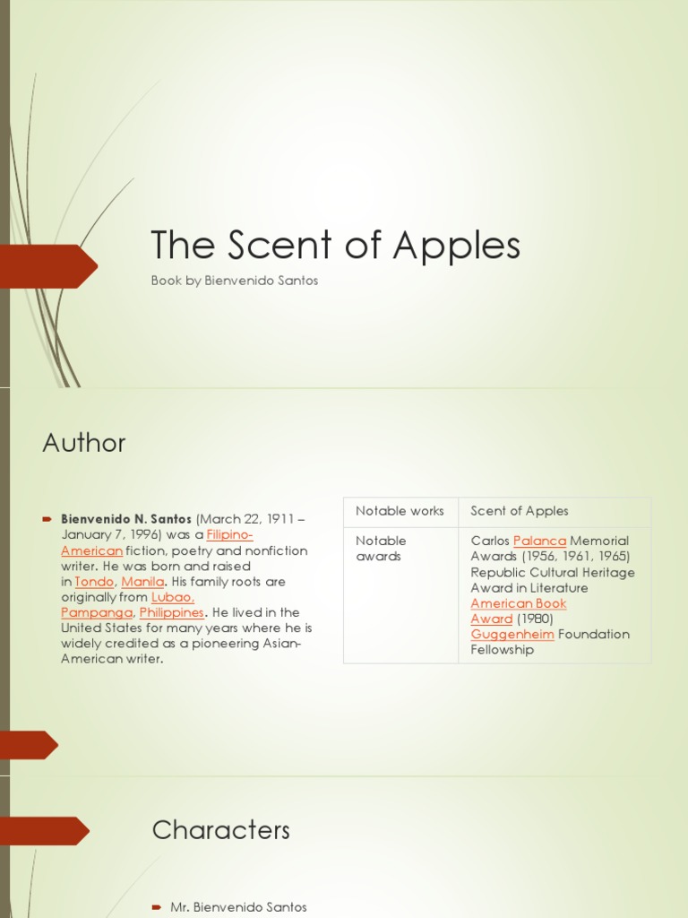 The Scent of Apples: Book by Bienvenido Santos | PDF
