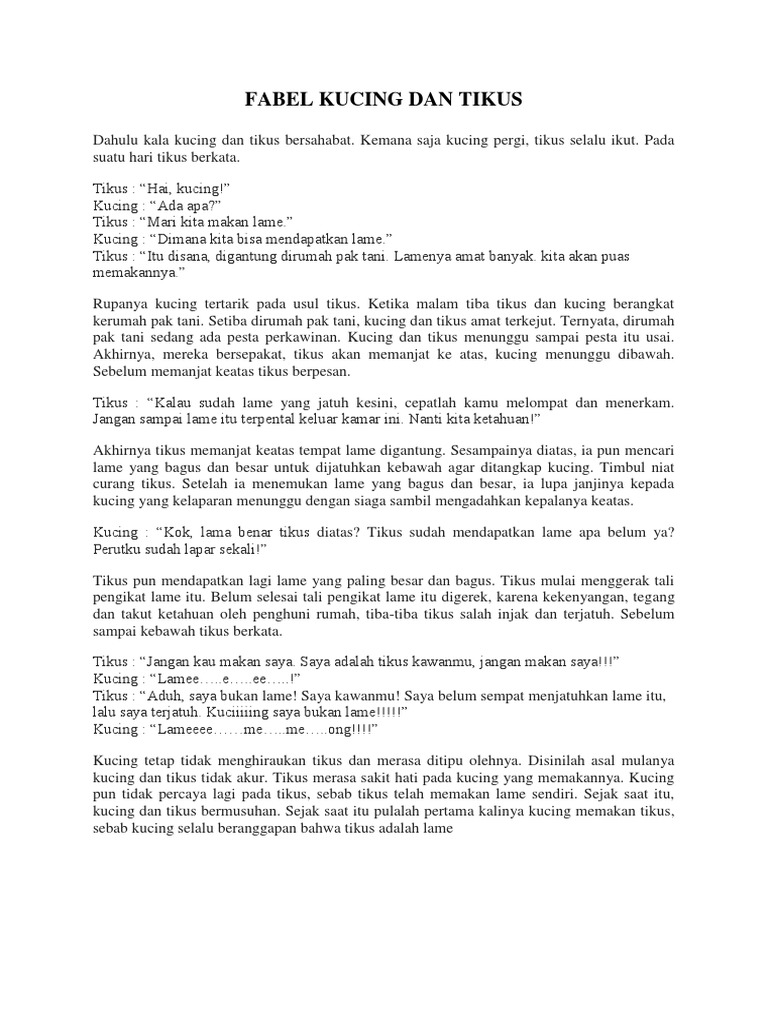 Fabel Kucing Dan Tikus | PDF