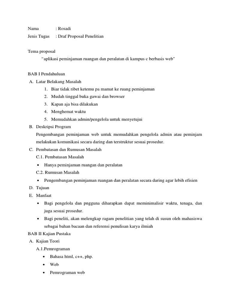 Draf Proposal Tesis | PDF