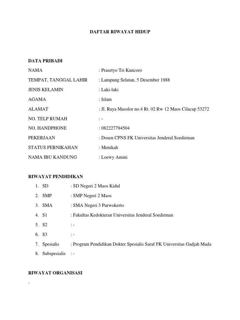 Format DRH NIDN Unsoed | PDF