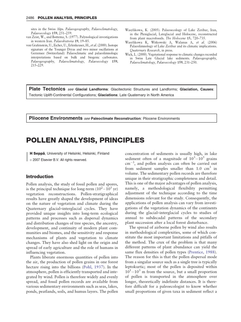 Pollen Analysis, Principles | PDF | Pollen | Flowers