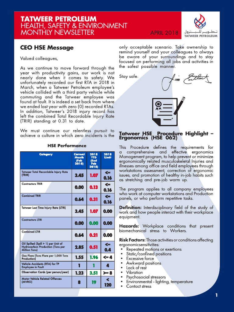 HSE Newsletter APR18 | PDF | Elbow | Carpal Tunnel Syndrome