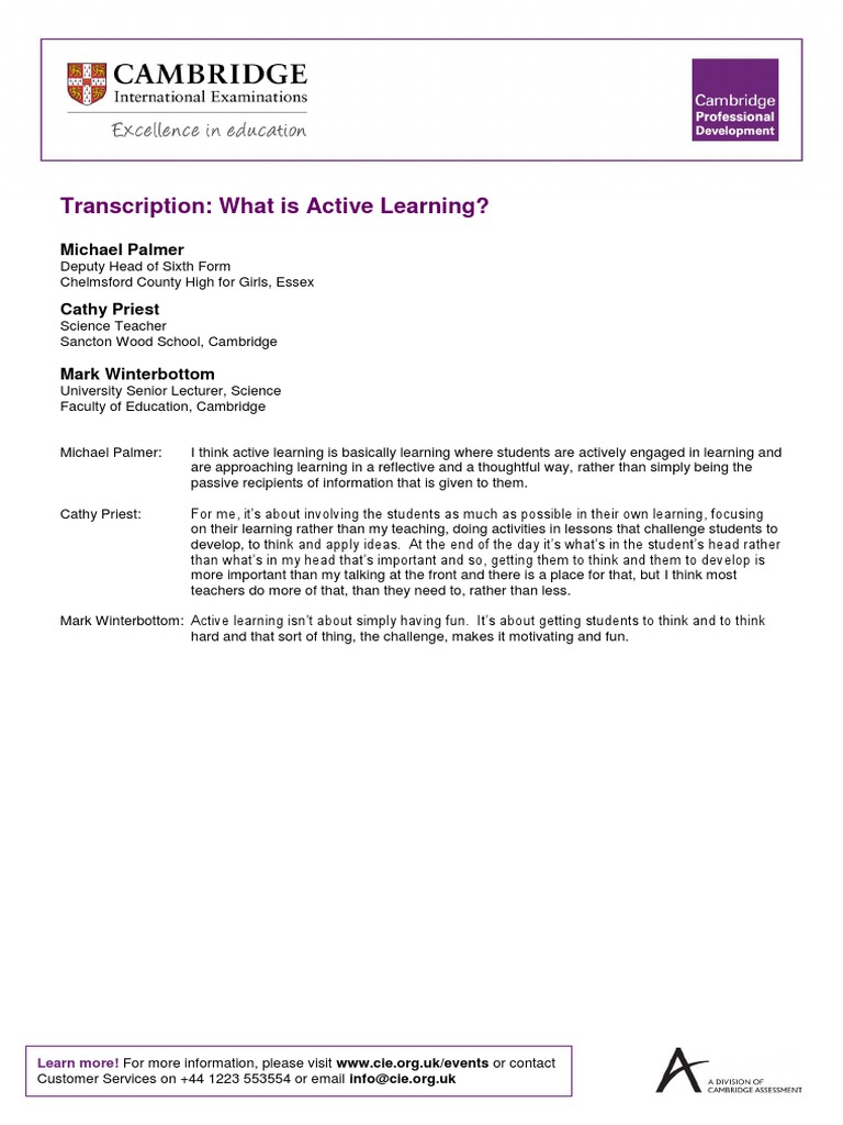 Active Learning Definition | PDF