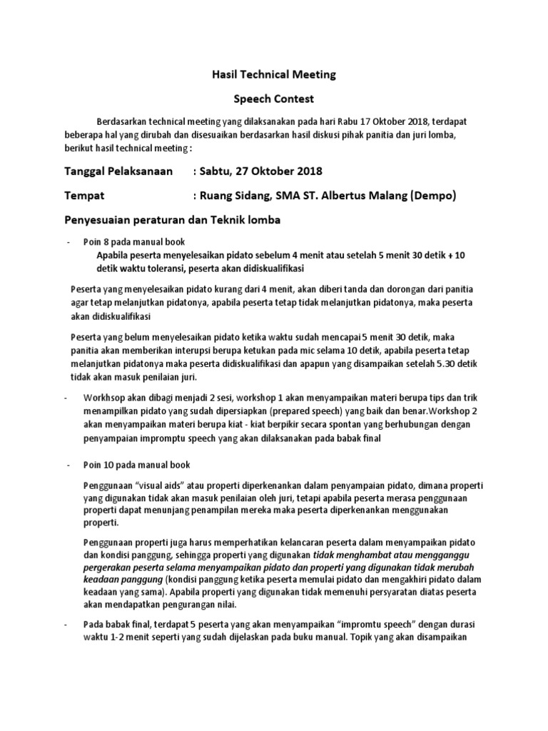 Hasil Technical Meeting | PDF