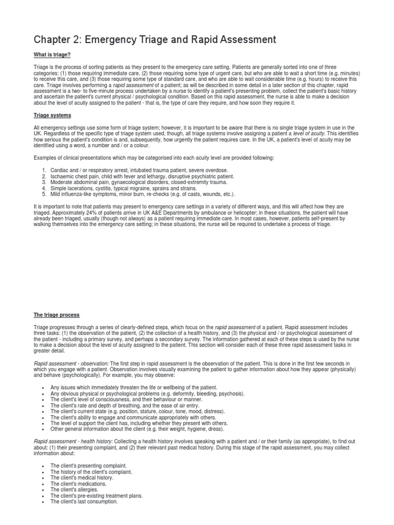 Chapter 2: Emergency Triage and Rapid Assessment | PDF | Emergency ...
