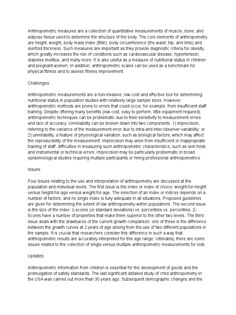 Anthropometric Measurement | PDF | Anthropometry | Body Mass Index