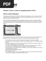 How To Write A Sports Article | PDF | Plain Language | News