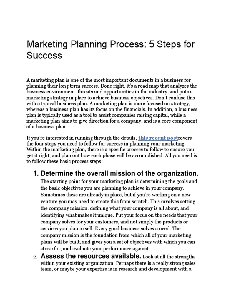Marketing Planning Process | PDF | Marketing | Marketing Strategy