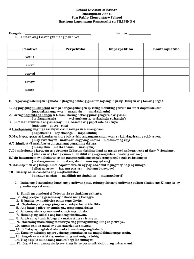 Summative Filipino 3 | PDF