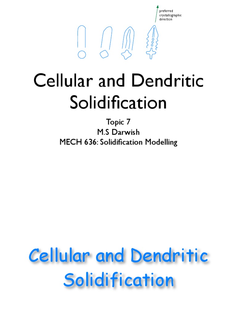 Cellular and Dendritic Solidification: Topic 7 M.S Darwish MECH 636 ...