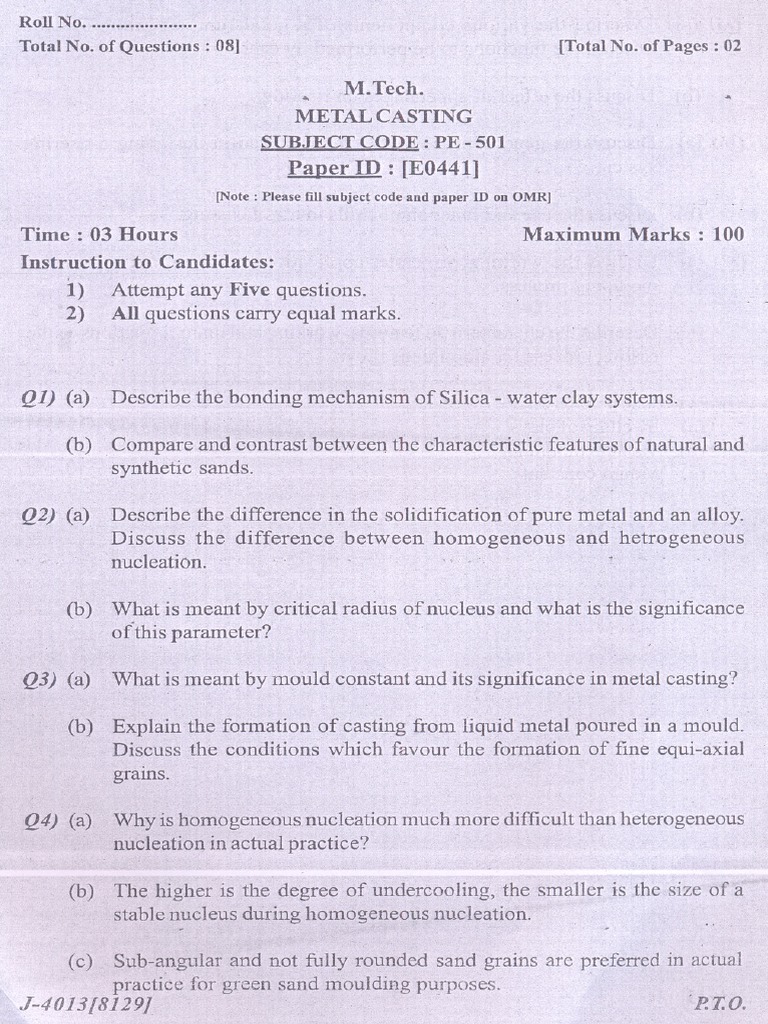 (WWW - Entrance-Exam - Net) - PTU M.tech in Production Engineering ...