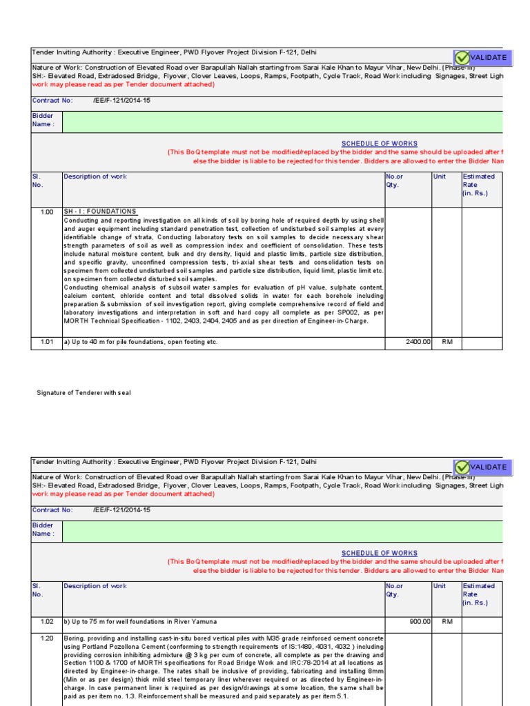 Barapullah Phase 3 - Tender | PDF | Concrete | Road