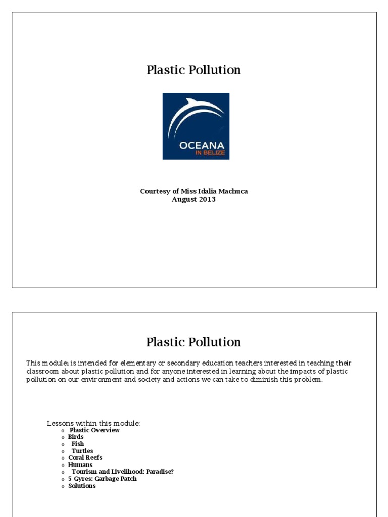 Plastic Pollution: Courtesy of Miss Idalia Machuca | PDF | Plastic ...