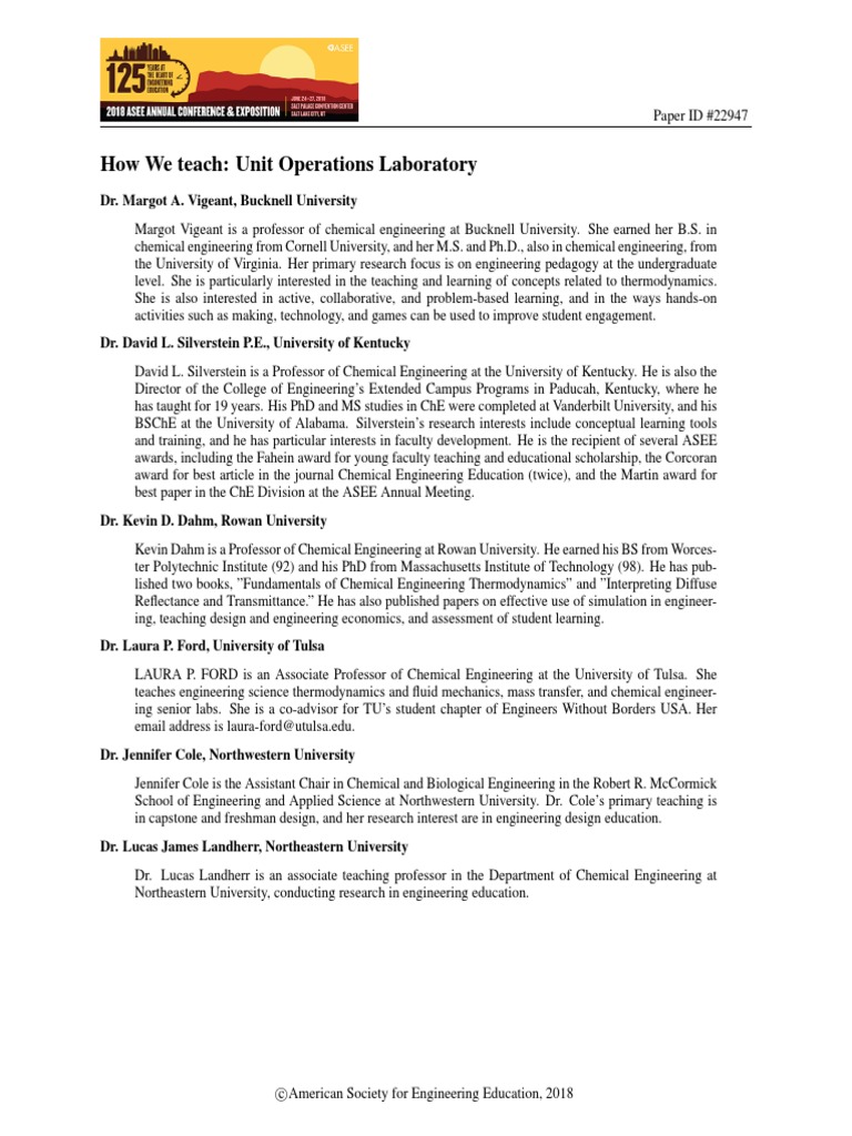 How We Teach: Unit Operations Laboratory | PDF | Experiment | Laboratories