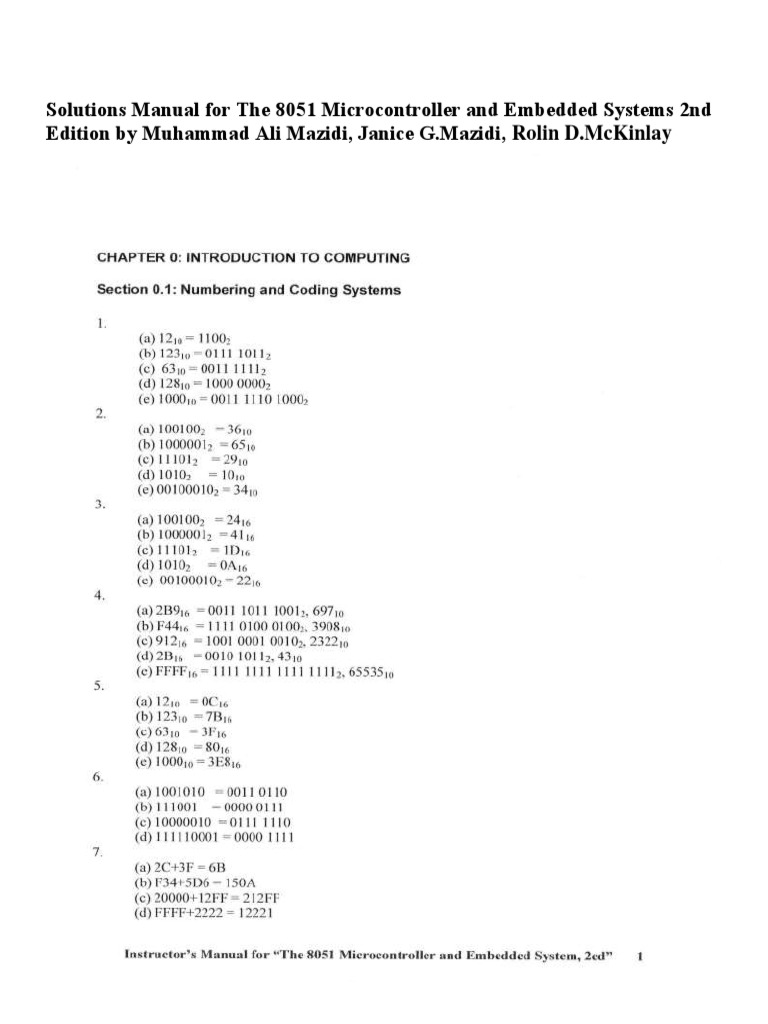 Solutions Manual For The 8051 Microcontroller and Embedded Systems 2nd ...