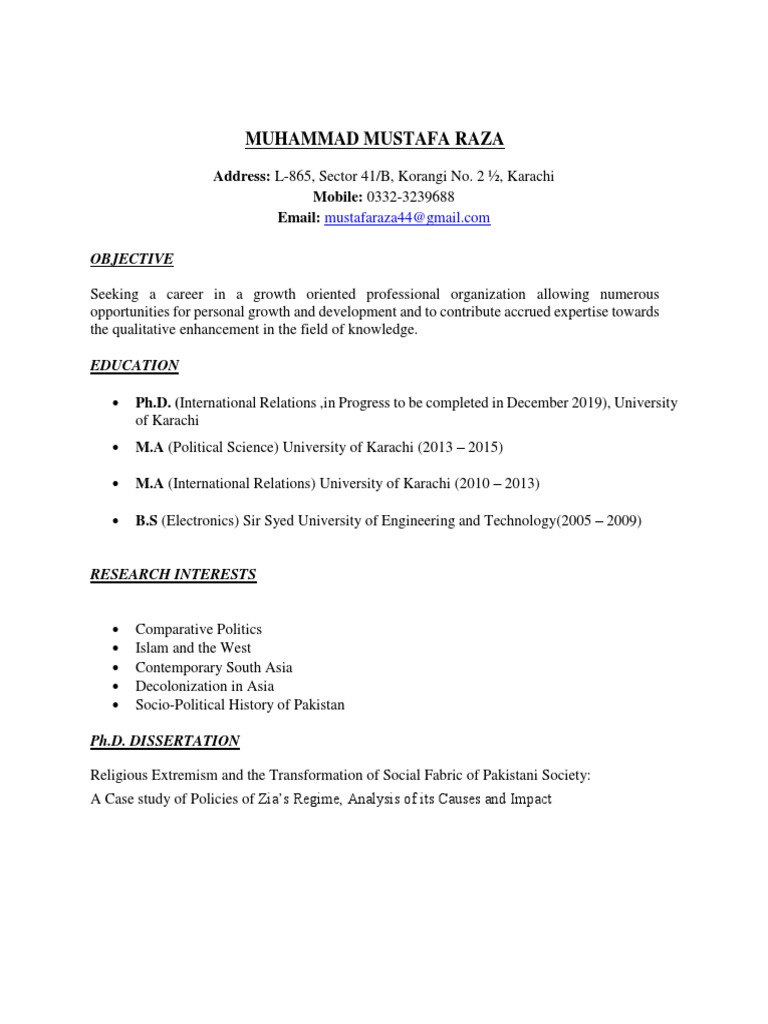 Mustafa Resume PDF | PDF | Karachi | Pakistan