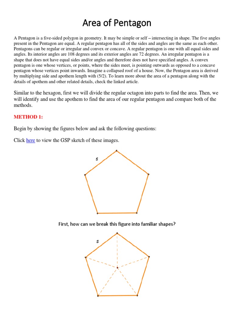 Area of Pentagon | PDF