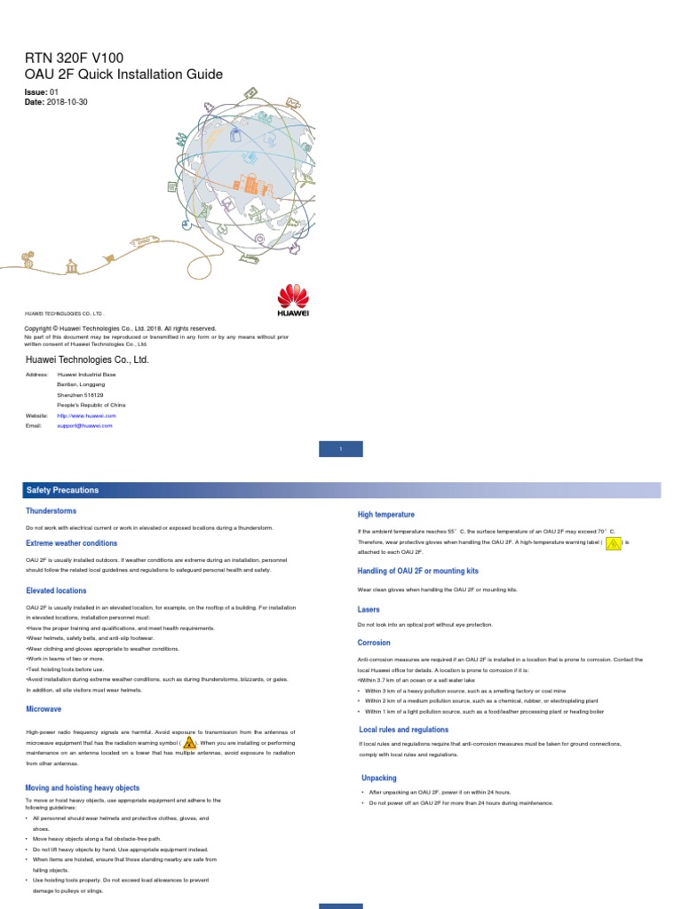 RTN 320F V100 OAU 2F Quick Installation Guide 01 | PDF | Coaxial Cable ...