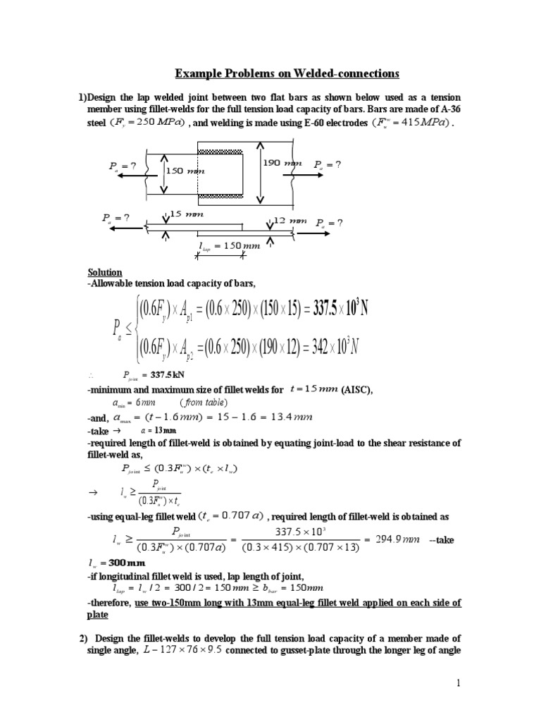 N A F A F P: Example Problems On Welded-Connections | Download Free PDF ...