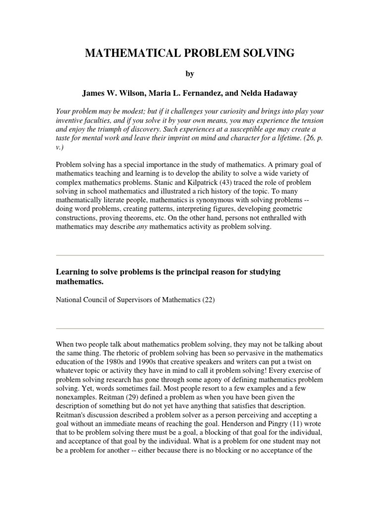 Problem Solving Article by Wilson | PDF | Constructivism (Philosophy Of ...