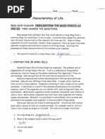 7 Characteristics of Life Explained | PDF | Wellness