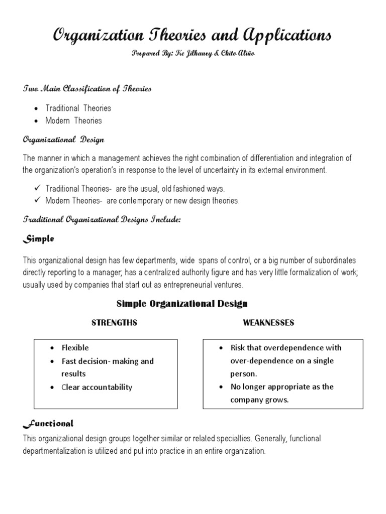 Organizational Theories Overview | PDF | Organizational Structure ...