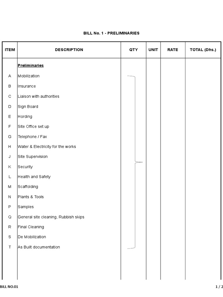 Bill No. 1 - Preliminaries | PDF