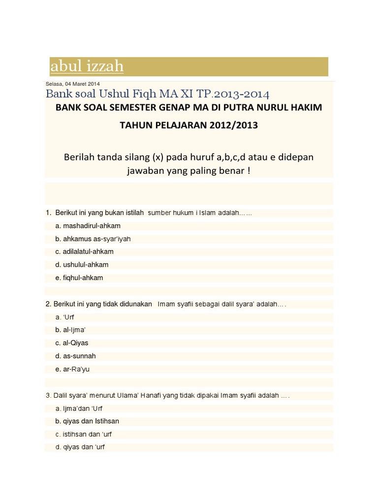 Soal Ushul Fiqh II | PDF