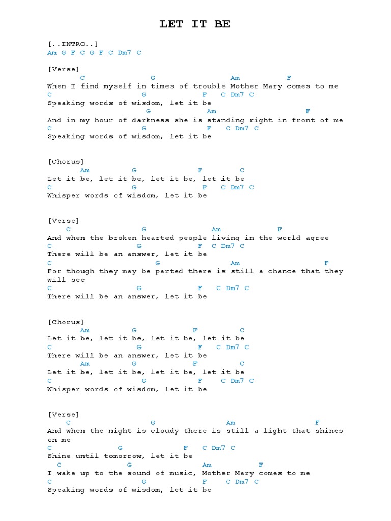 Let It Be Lyrics and Chords | PDF | Language Arts & Discipline