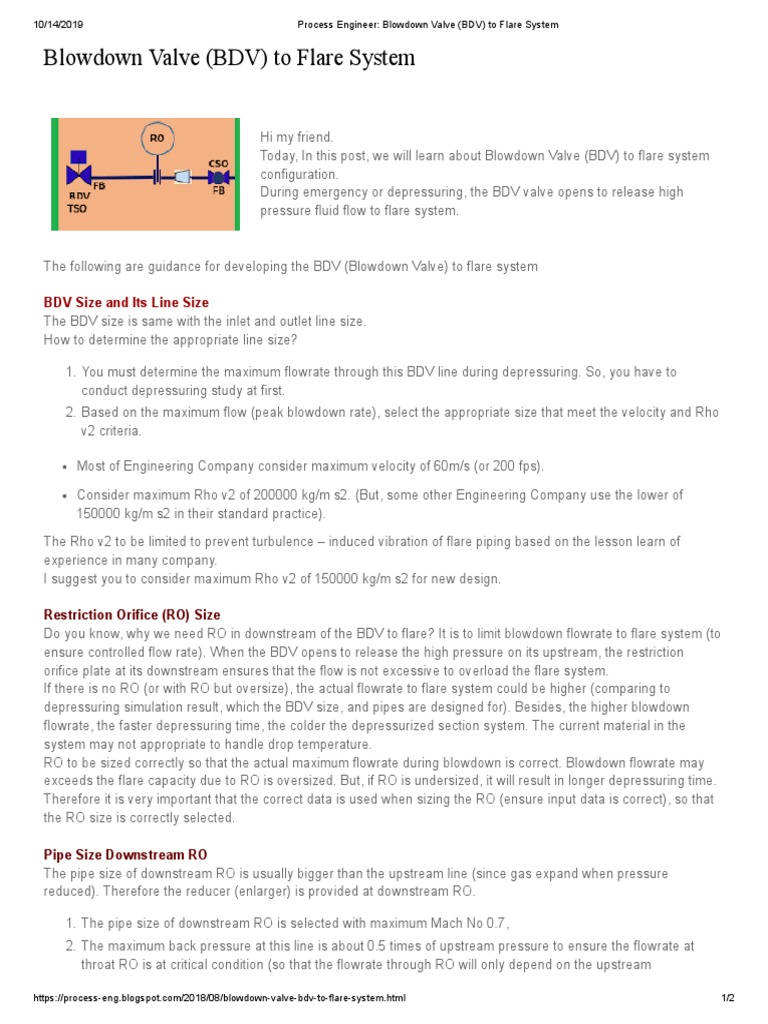 BDV Sizing for Flare System Efficiency | PDF | Valve | Chemical Engineering