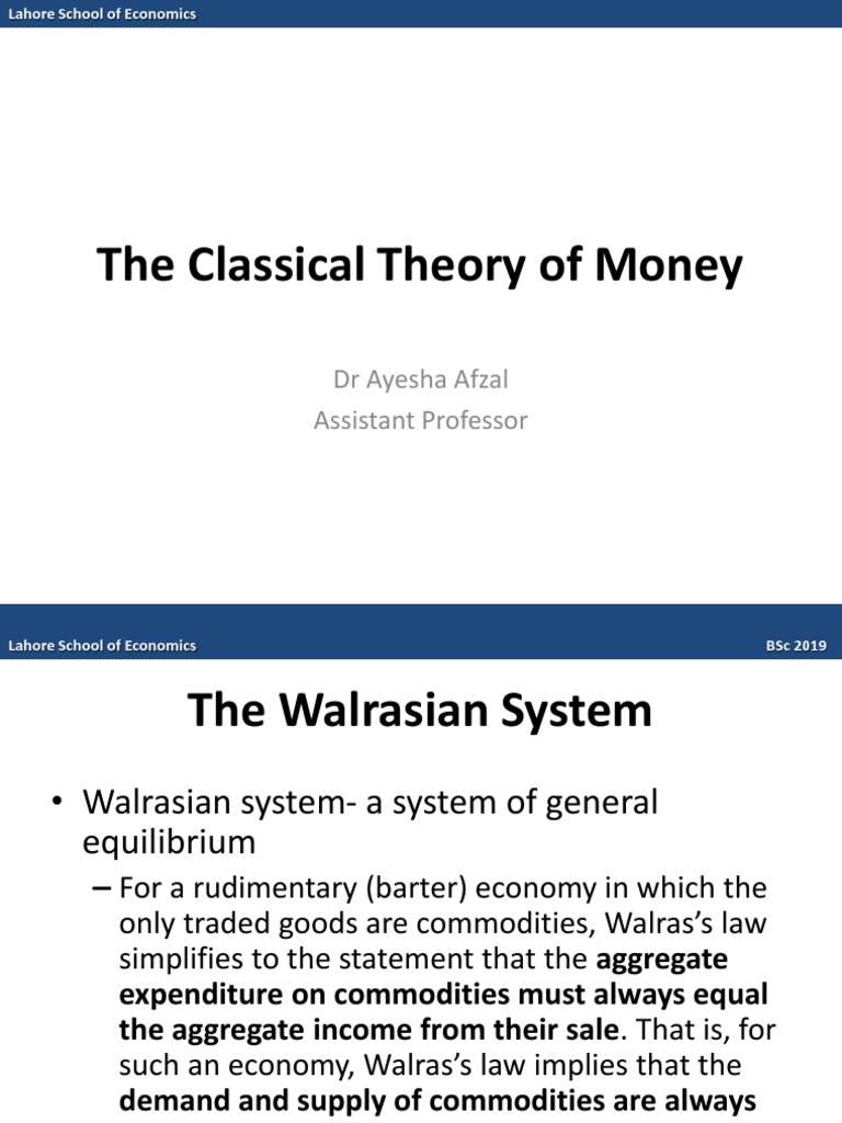 Lecture 4 (Classical Theory of Money Demand) | PDF | Supply And Demand ...