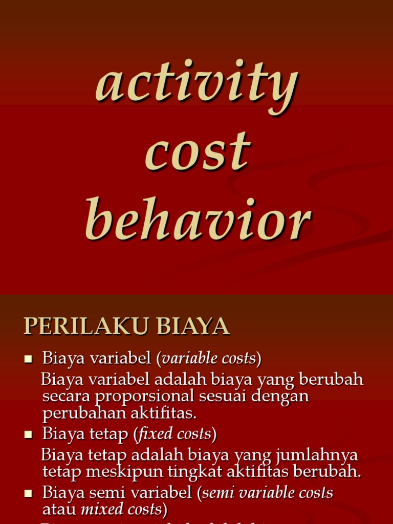02 Activity Cost Behavior | PDF