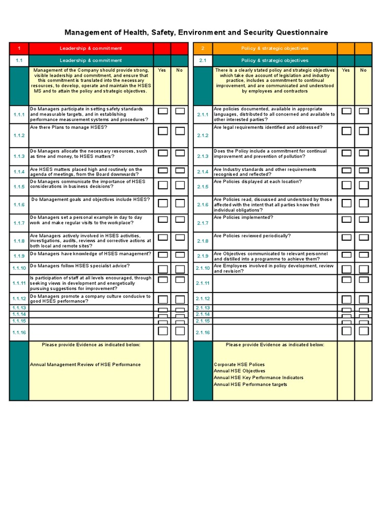Appendix 2 Hse Screening Questionnaire | PDF | Risk Management | Risk ...