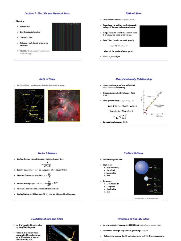 Lecture7 Stellar Evolution | PDF | Stars | Black Hole