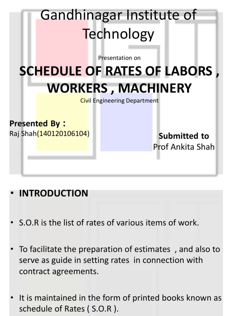 Gandhinagar Institute of Technology: Schedule of Rates of Labors ...