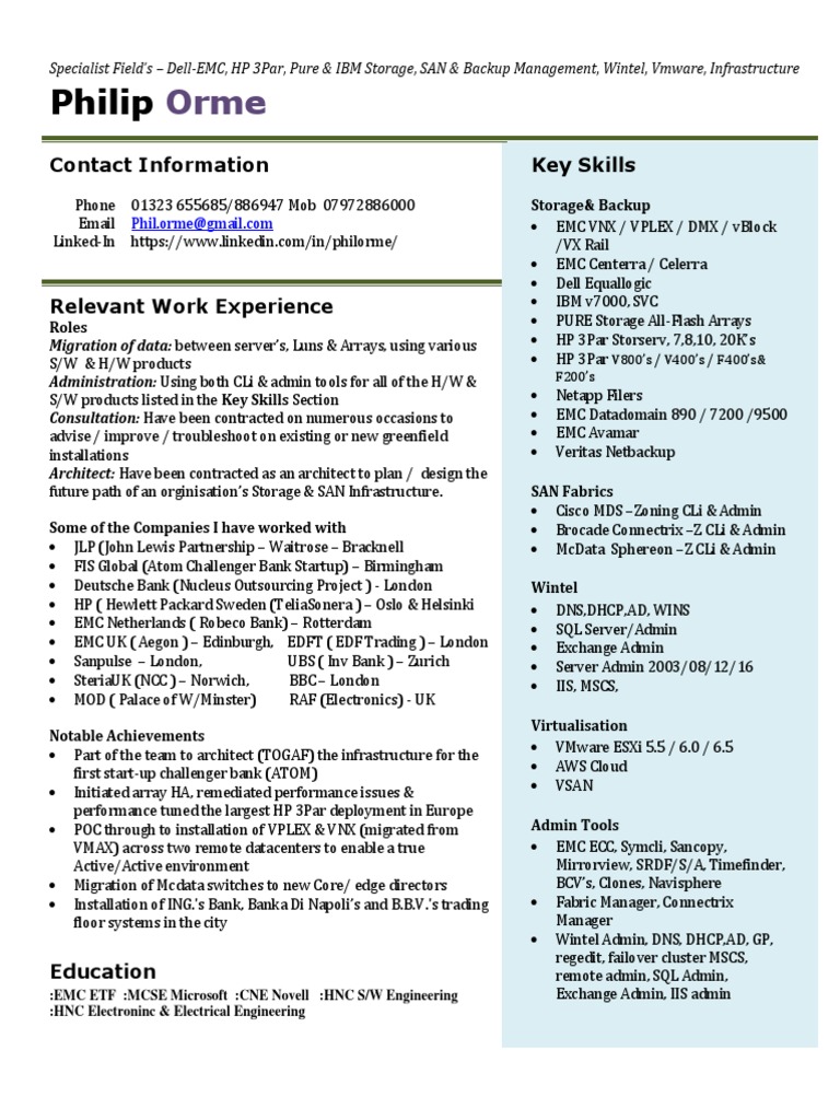 Philip Orme Resume 3 | PDF | Information Technology Companies Of The ...