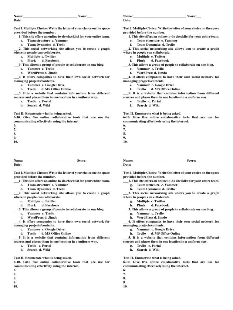 ICT Quiz | PDF | Social Networking Service | Internet