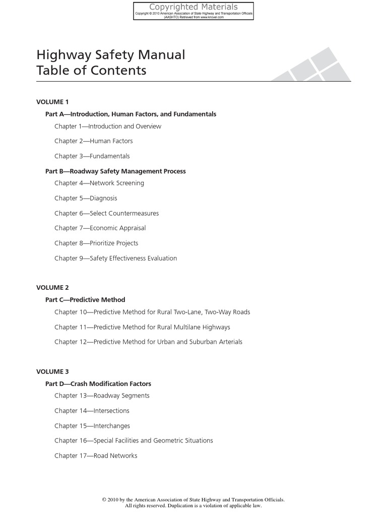Highway Safety Manual: Part A-Introduction, Human Factors, and ...