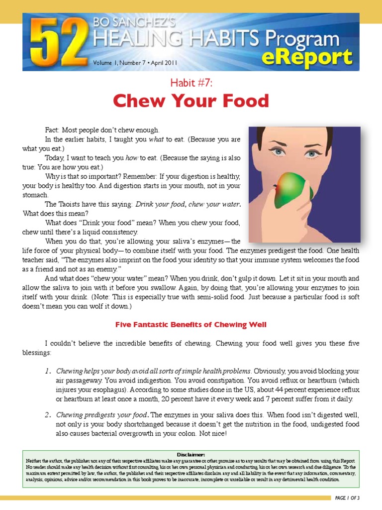Benefits of Chewing Food Well | PDF | Digestion | Carbohydrates