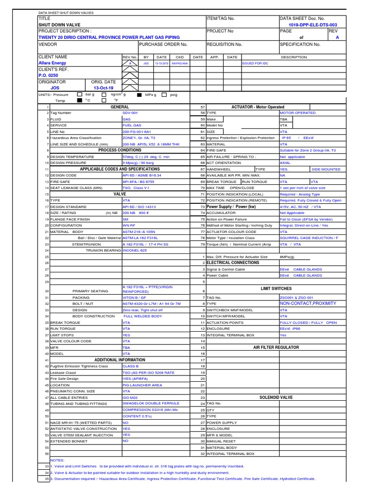 1019 DPP Ele Dts 003 SDV Data Sheet | PDF | Valve | Machines