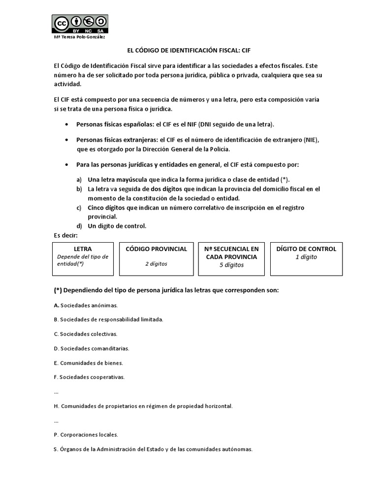 ¿Qué es el Código de Identificación Fiscal? | PDF