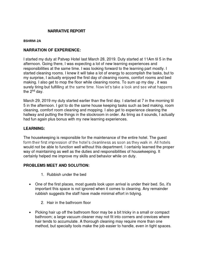 Narrative Report Hrmstud | PDF