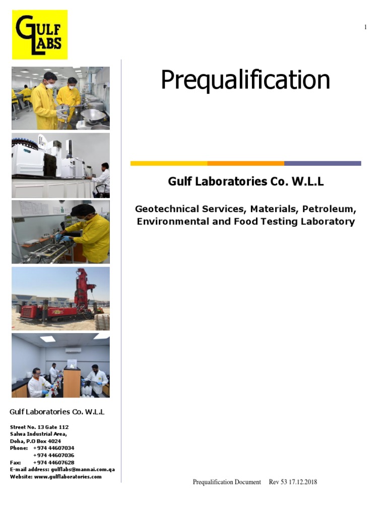 Gulf Laboratories Prequalification Document | PDF | Qatar | Drilling Rig