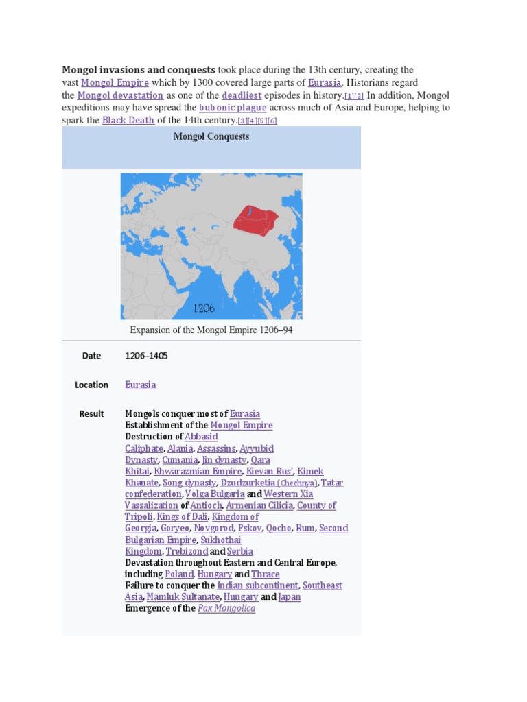 Mongol Empire Eurasia Mongol Devastation Deadliest Bubonic Plague Black ...