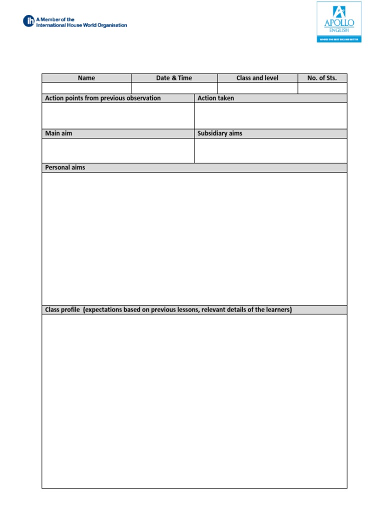 Lesson Outline Form | PDF