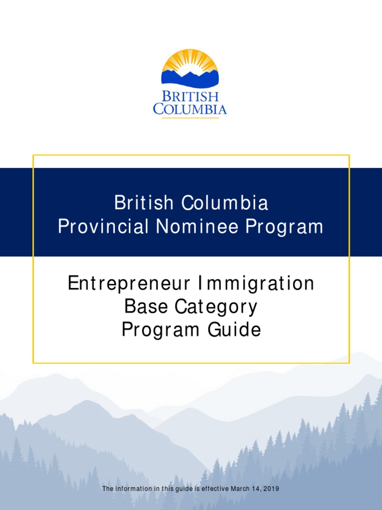 BC PNP Entrepreneur Immigration Program Guide | PDF | Mortgage Loan ...