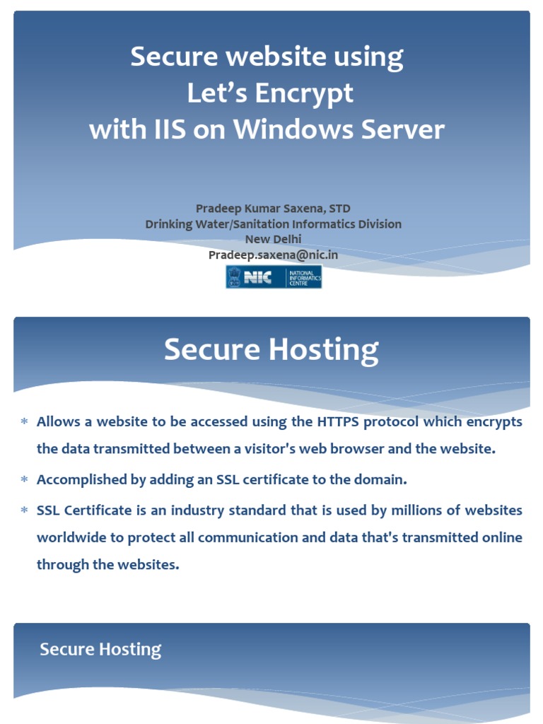 Secure Hosting With Lets Encrypt in IIS (1) .PPSX | PDF | Public Key ...