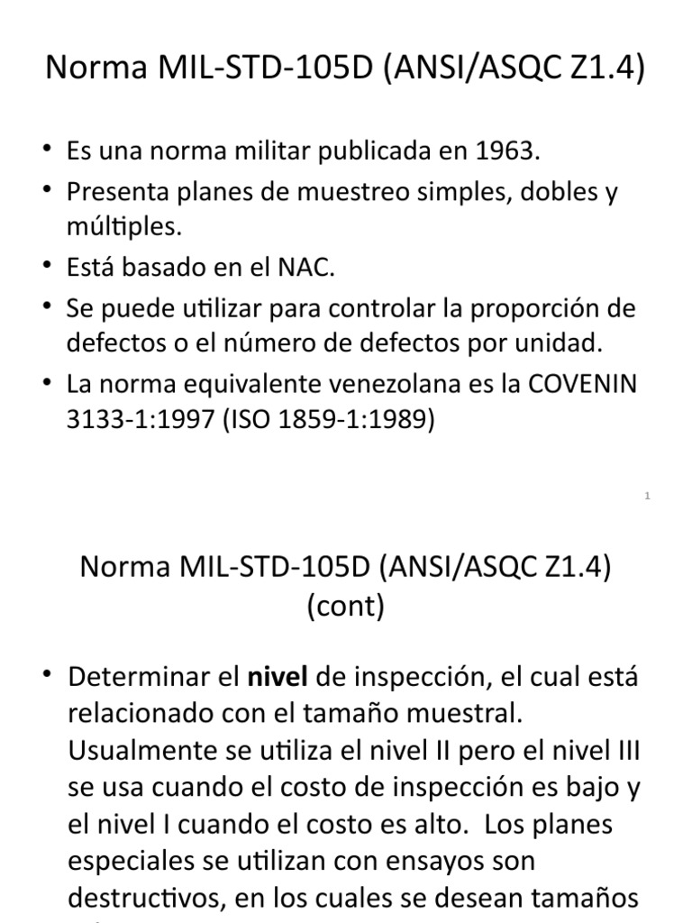 Norma MIL-STD-105D: Muestreo y Control | PDF | Muestreo (Estadísticas)